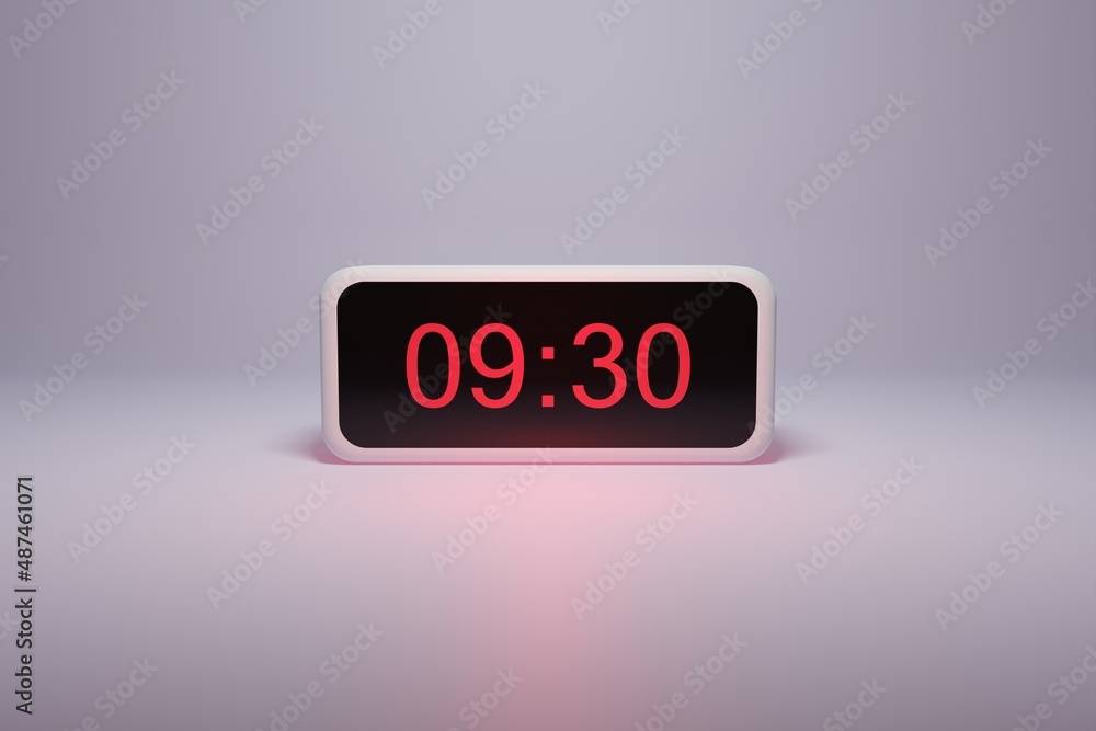3d alarm clock displaying current time with hour and minute 09.30 ...