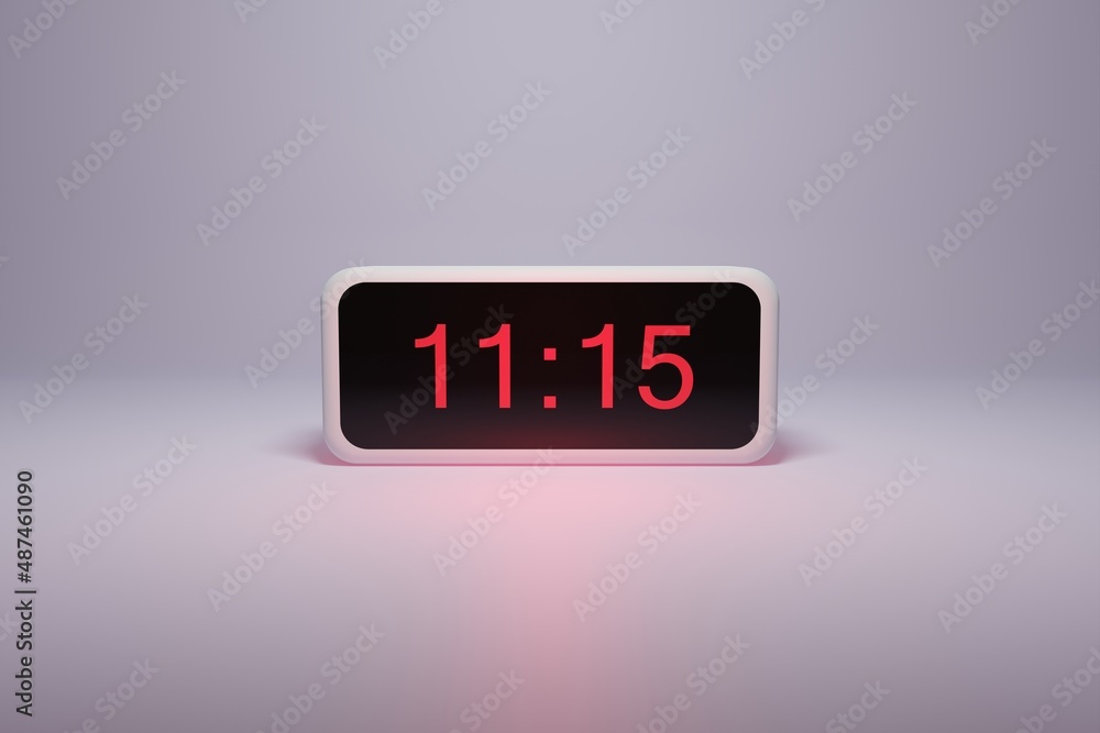 3d alarm clock displaying current time with hour and minute 11.15 ...