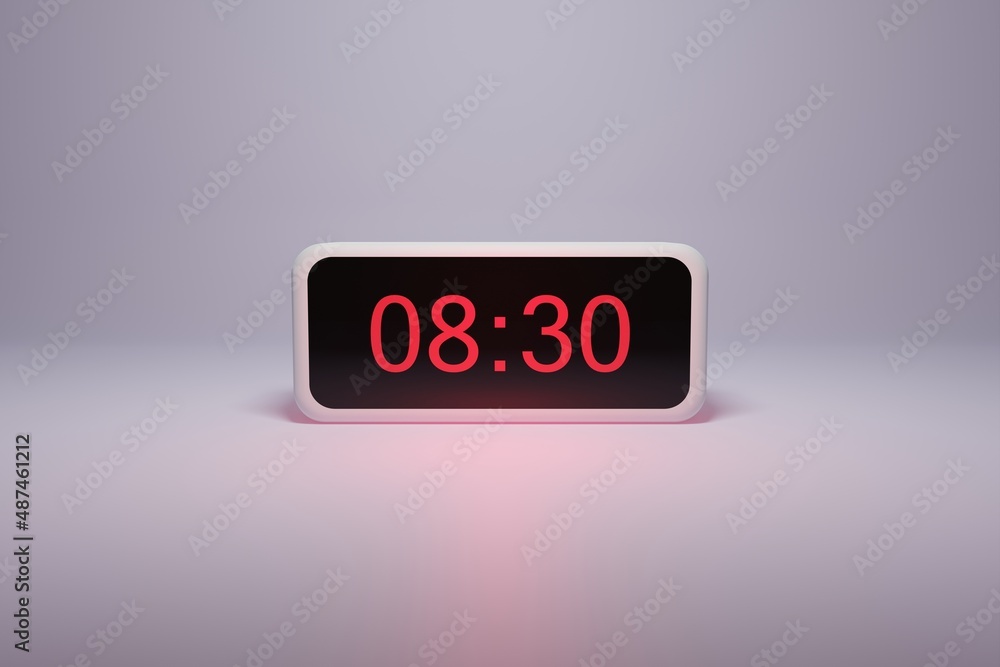 Foto Stock 3d alarm clock displaying current time with hour and minute ...