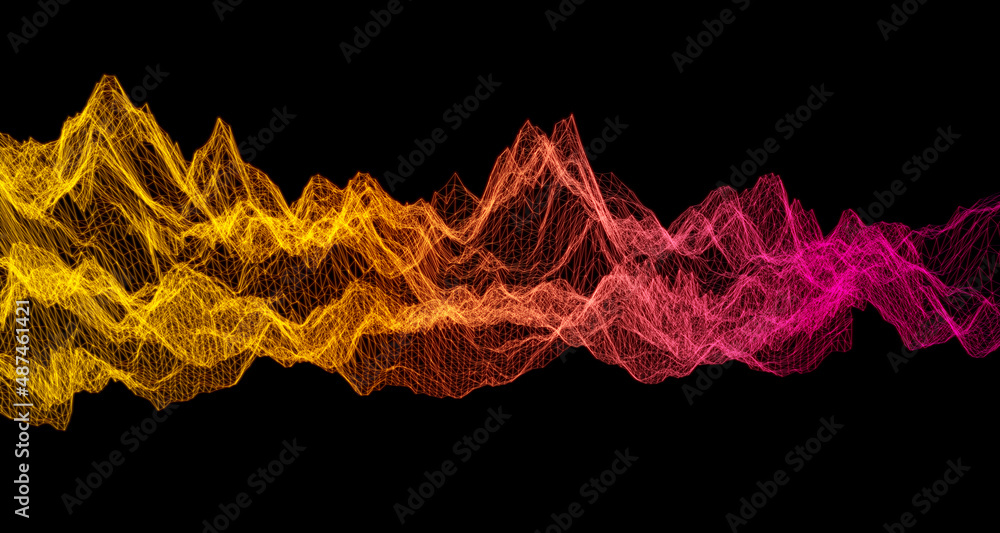 Heat wave, energize, energy transfer concept. Complex three dimensional ...