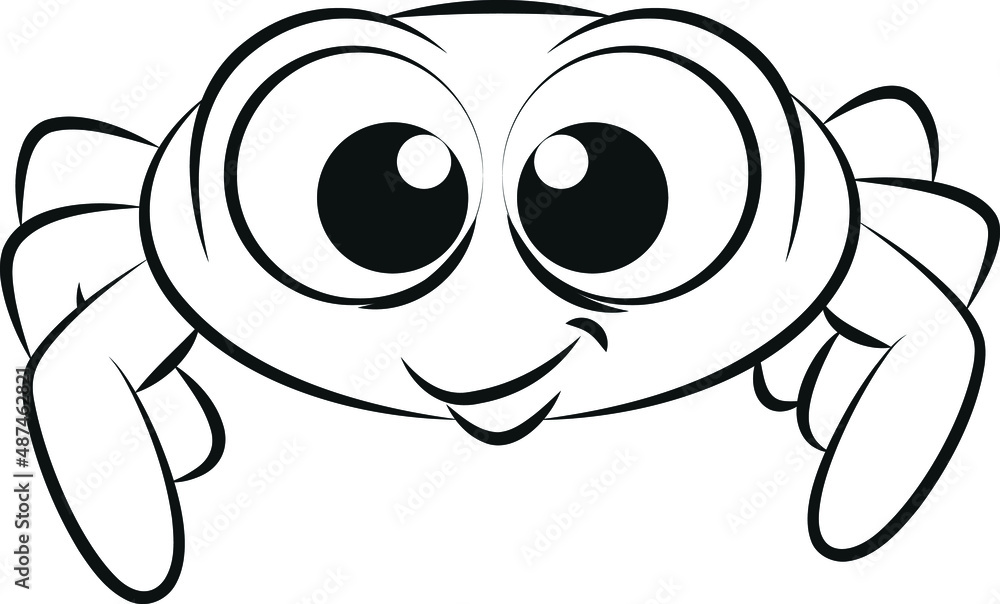 Cute spider cartoon vector illustration line art on white background ...