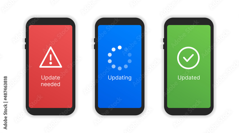 Phone update icon set. System software update and upgrade concept ...