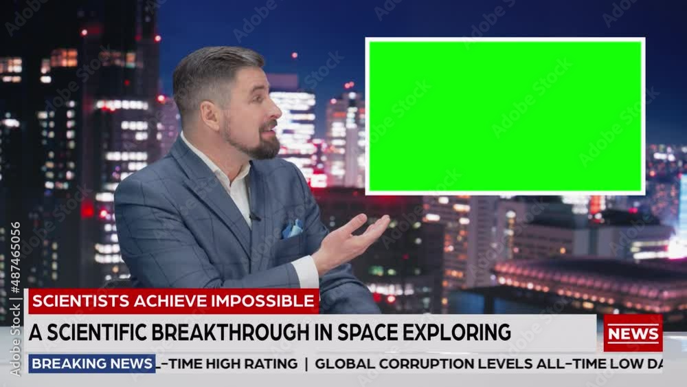 Late Night TV Talk Show Live News Program: Anchorman Presenter ...