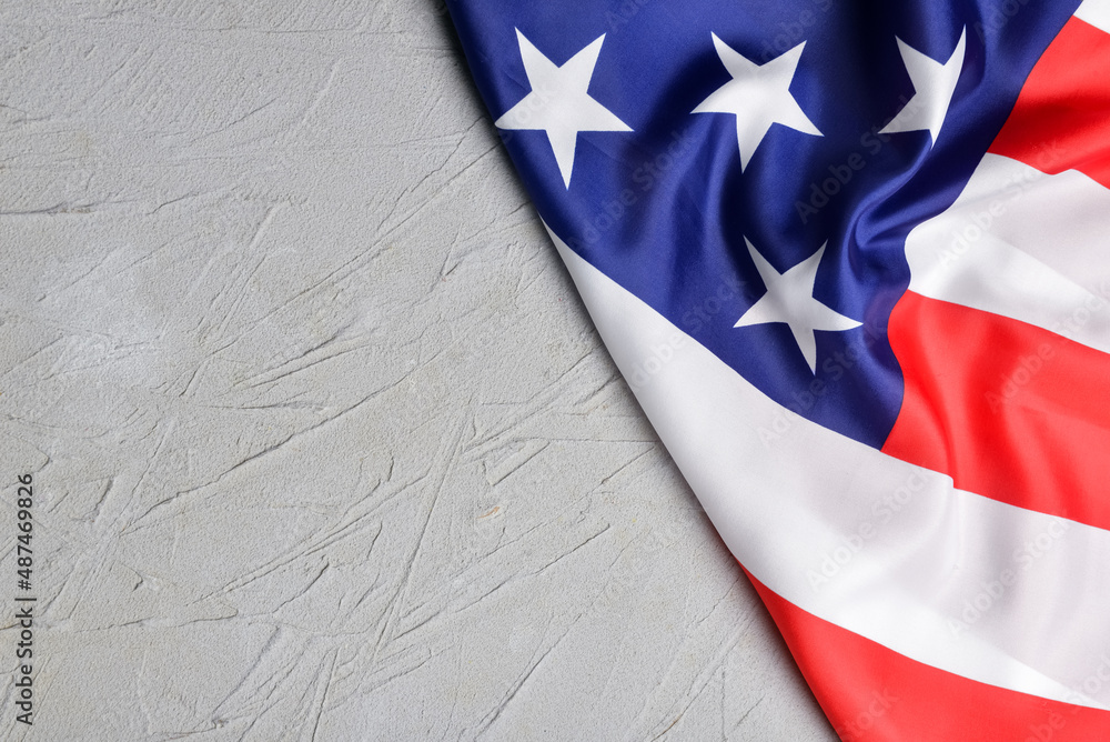 USA flag on grey background with space for text Stock Photo | Adobe Stock