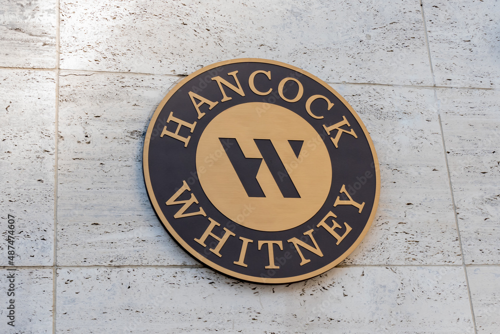 New Orleans, Louisiana, USA - February 12, 2022: Close up of Hancock ...