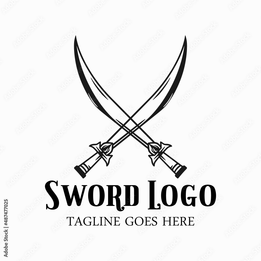 Sword logo vector, vintage sword icon symbol, sword design illustration ...