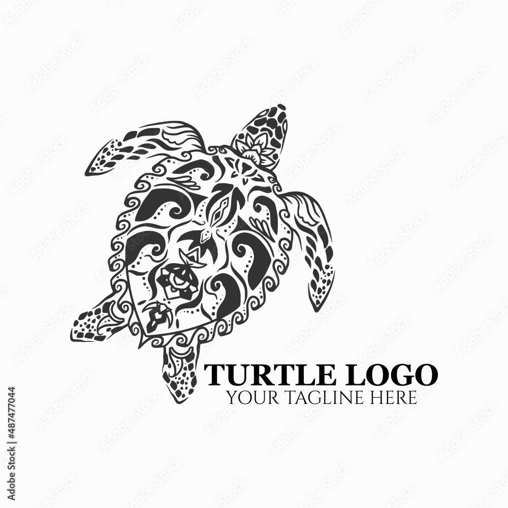 Turtle logo vector, sea turtle silhouette, turtle icon illustration ...