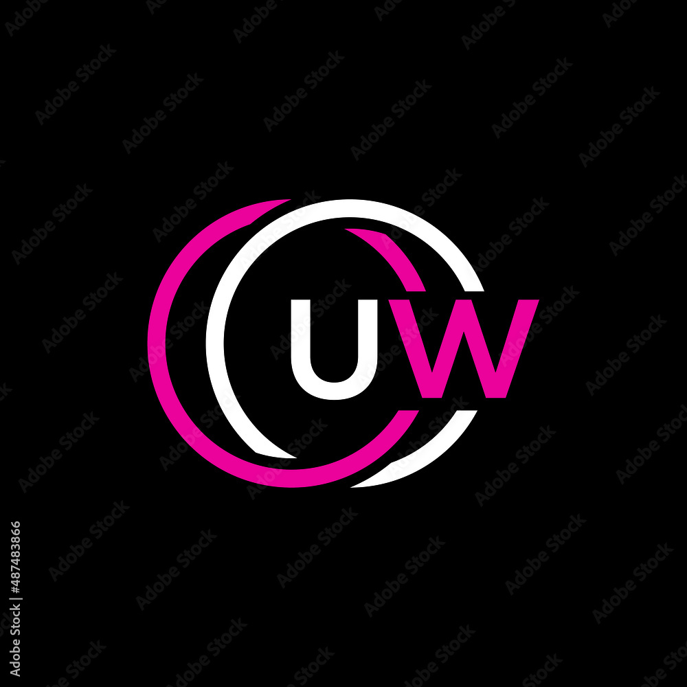 UW logo monogram isolated on circle element design template, UW letter ...