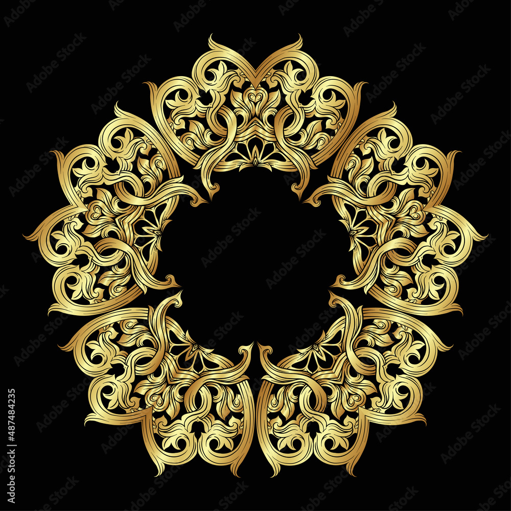 Interlacing circular abstract ornament in the medieval, romanesque ...