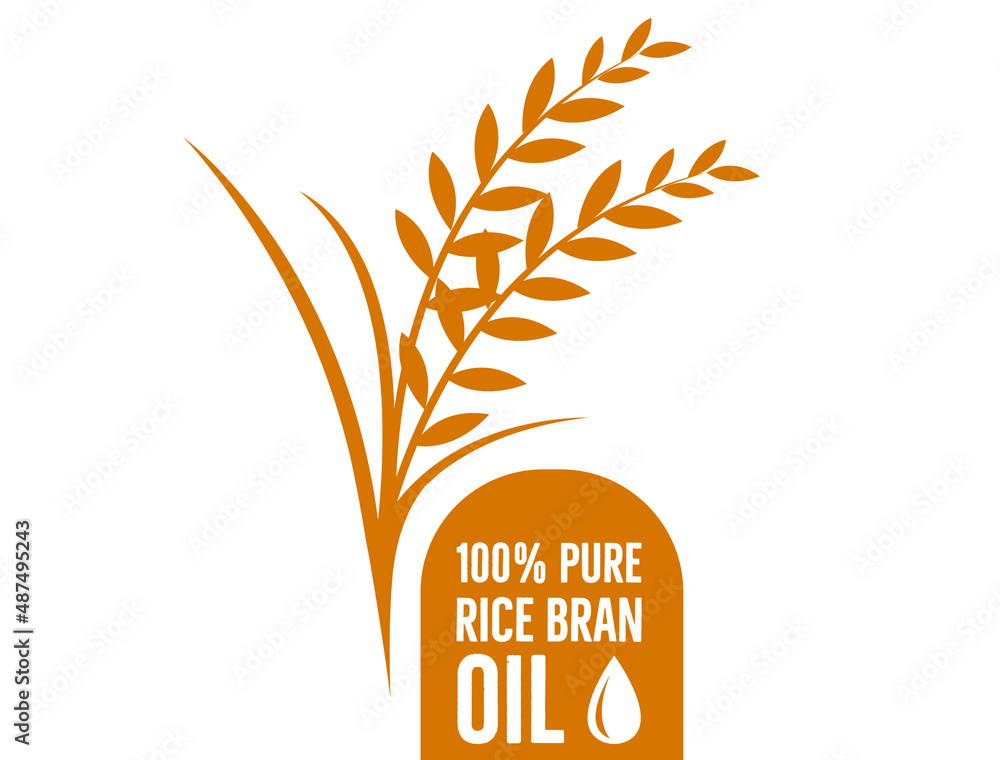 100% pure rice bran oil label vector illustration Stock Vector | Adobe ...