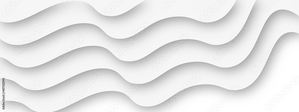 abstract curve wave pattern 3d papercut white background. Seamless ...