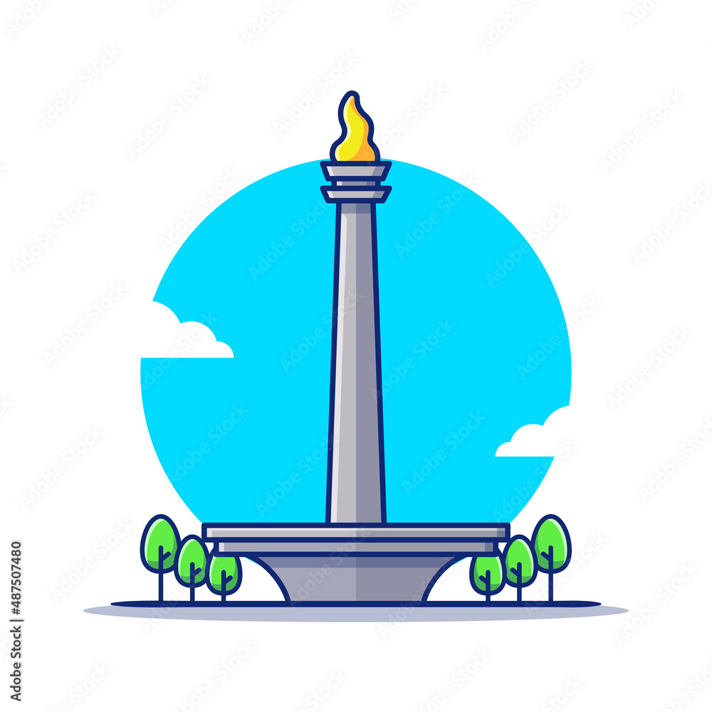 National Monument Monas Cartoon Vector Icon Illustration. Famous ...