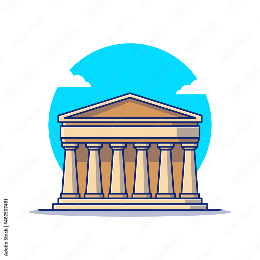 Parthenon Cartoon Vector Icon Illustration. Famous Building Traveling ...