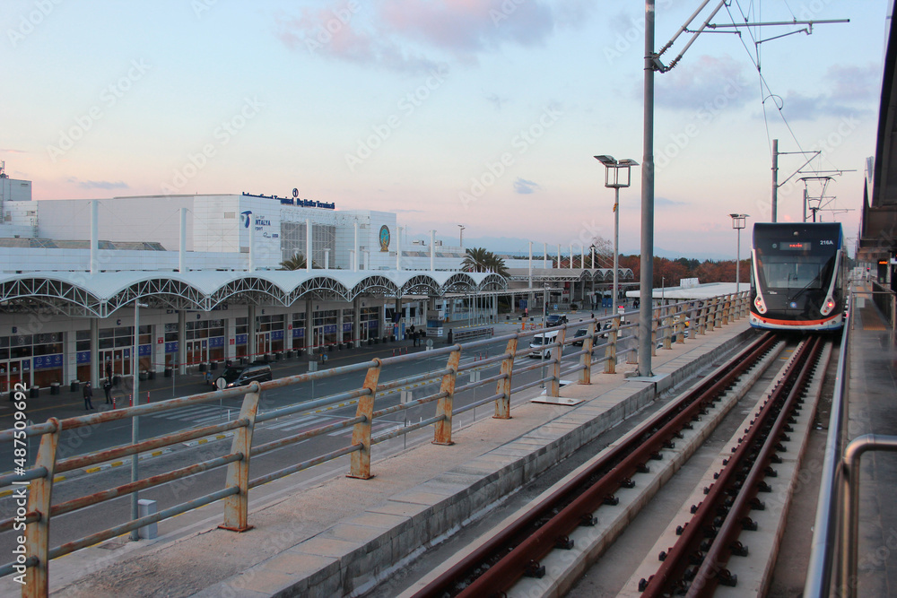 Antalya - Turkey - February 13, 2022: Tram at Antalya international ...