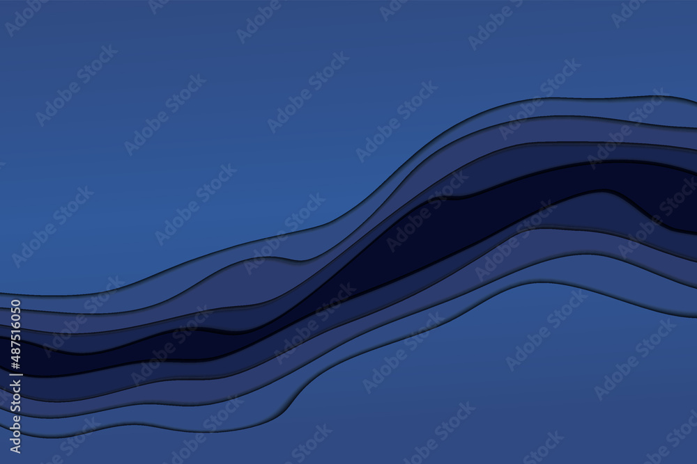 Paper cut abstract design background. Blue color papercut shapes style ...