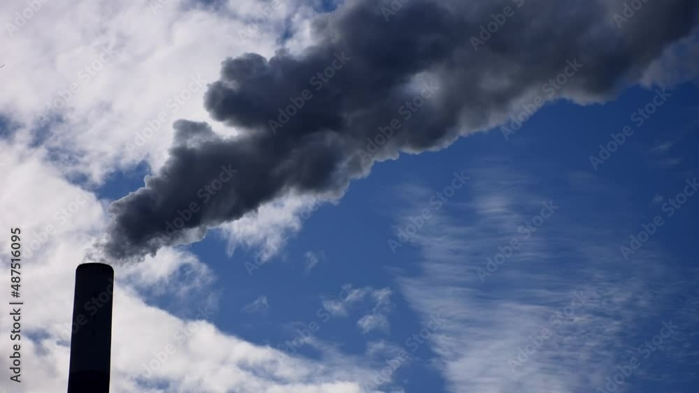 Steam and smoke from thermal power plant, air pollution from steam ...