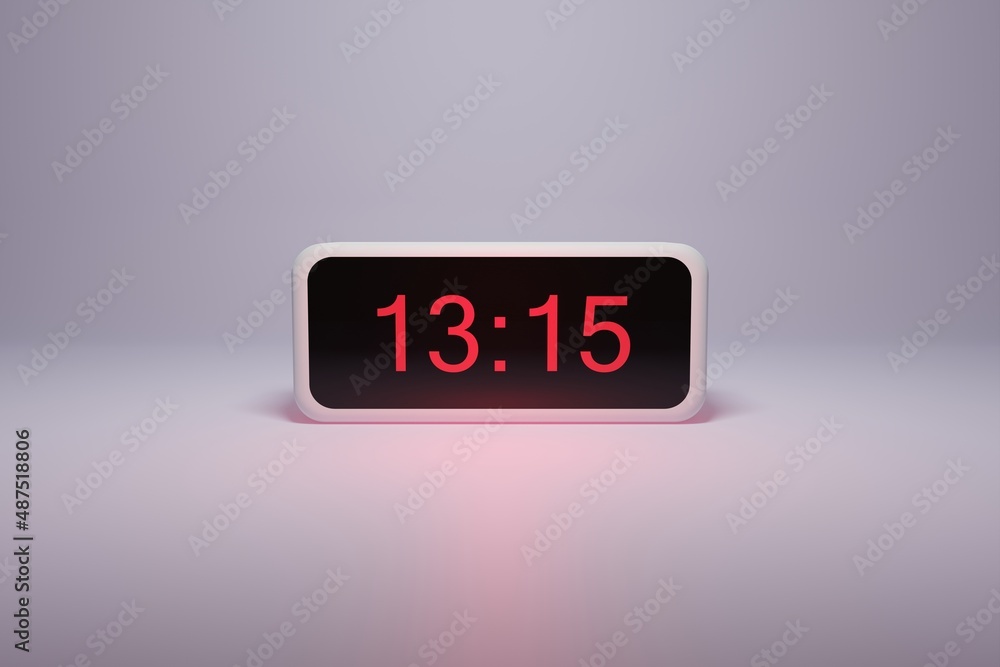 3d alarm clock displaying current time with hour and minute 13.15 13 am ...