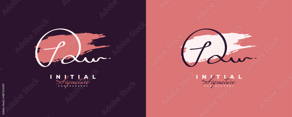 Initial D and W Logo Design with Elegant and Minimalist Handwriting ...