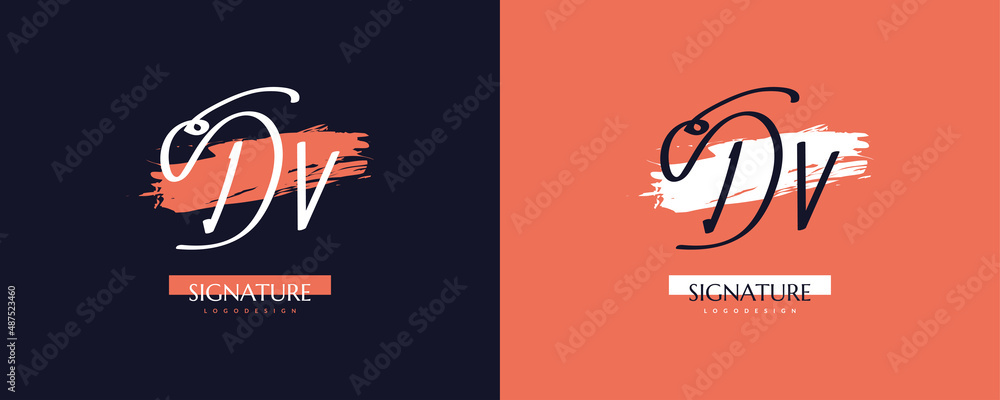 Vetor do Stock: Initial D and V Logo Design with Elegant and Minimalist ...