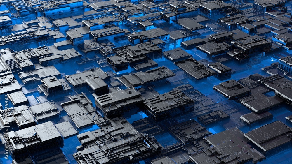 Abstract metallic surface. Science fiction cube design. Futuristic ...