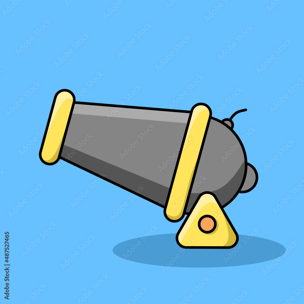 Cute cartoon cannon with outline Stock Vector | Adobe Stock