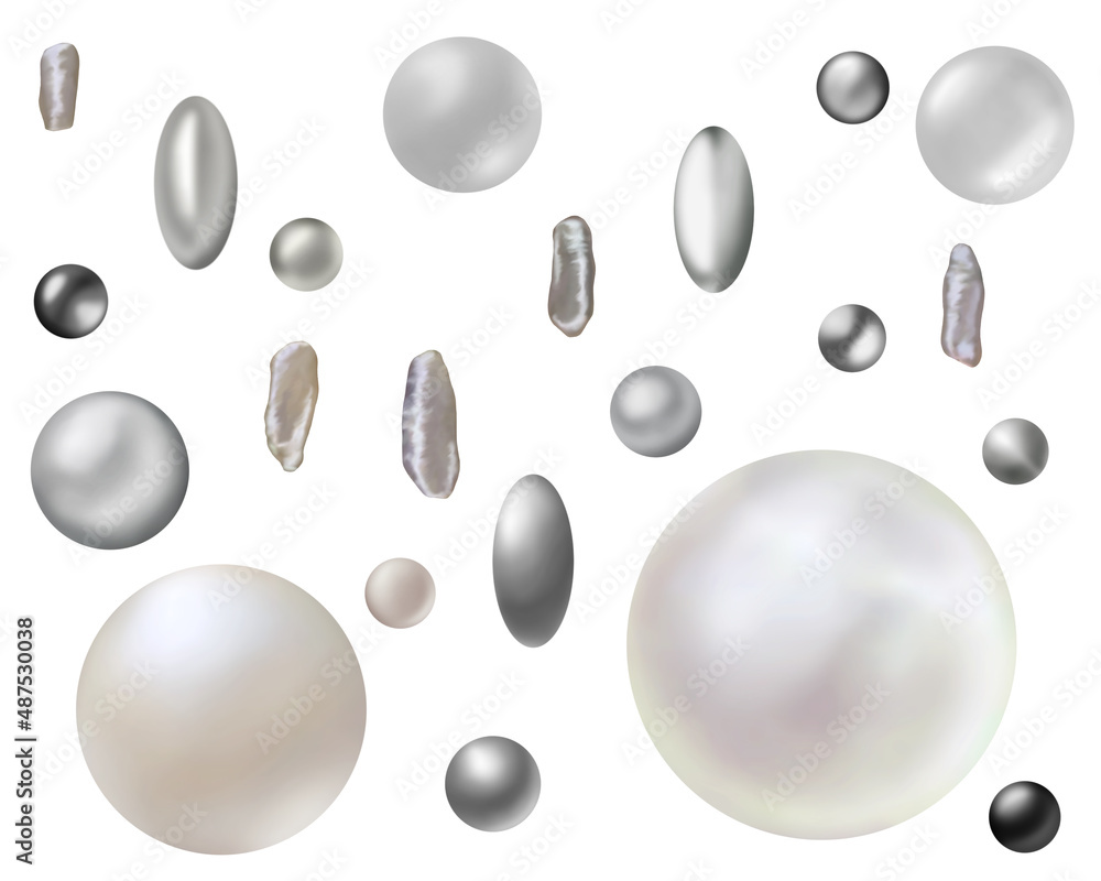 Drawn pearl set on white background. Classic clip art Stock ...