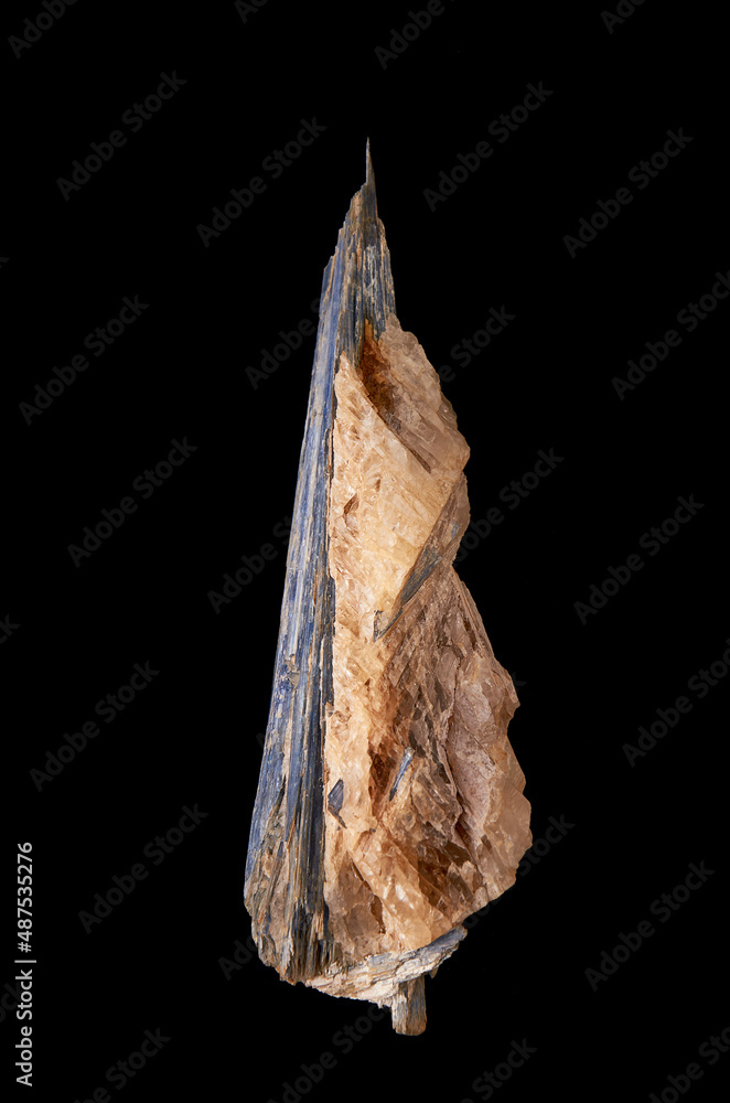 Precious kyanite on black background. mineral typical of metamorphic ...