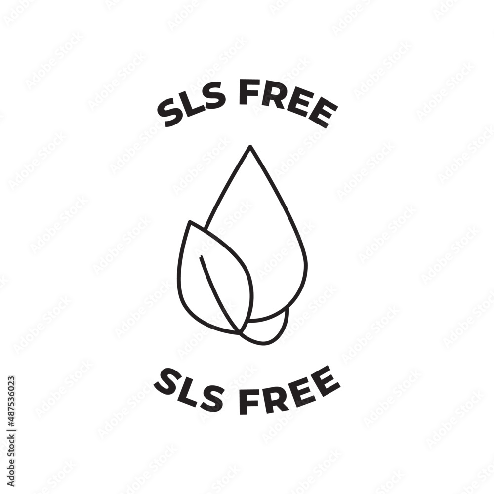 SLS free label, sodium lauryl sulfate free icon in black line style ...