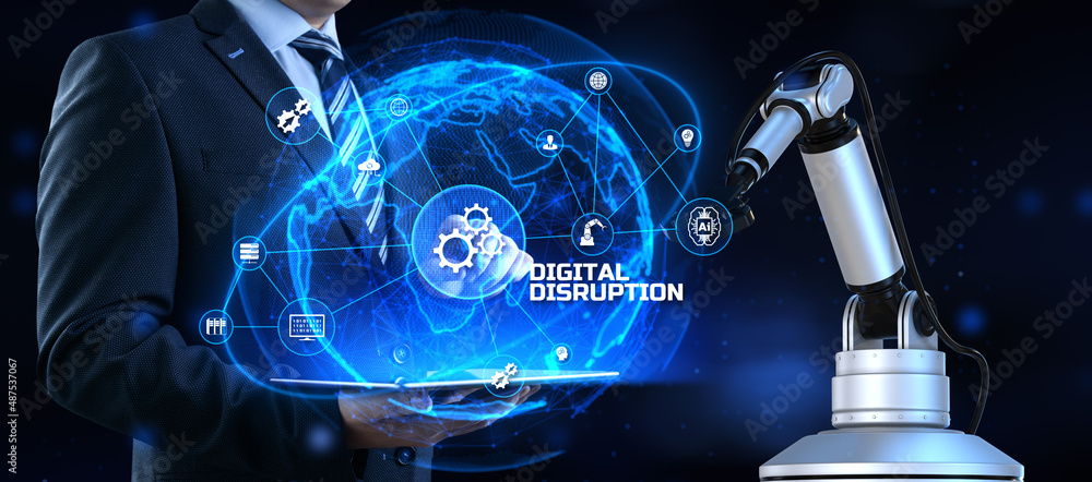 Digital disruption transformation innovation technology. 3d render ...