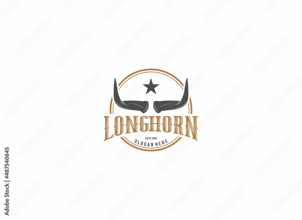longhorn logo template in white background Stock Vector | Adobe Stock