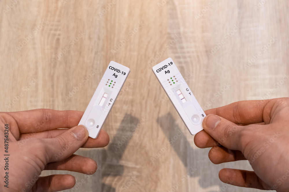 Positive and negative test, choose, the same person. Stock Photo ...