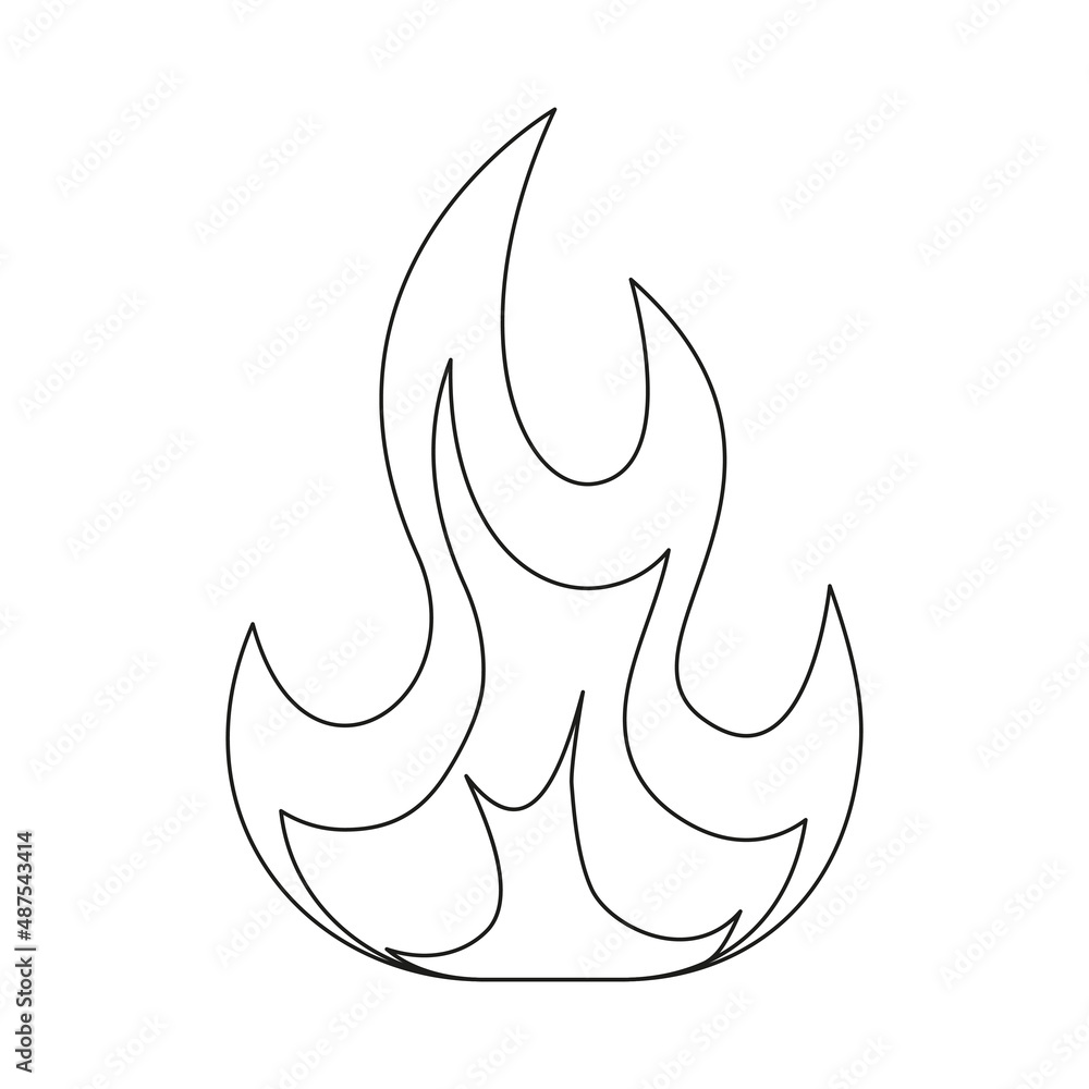 Fire line symbol. Fire flame outline shape. Warning linear sign. Vector ...