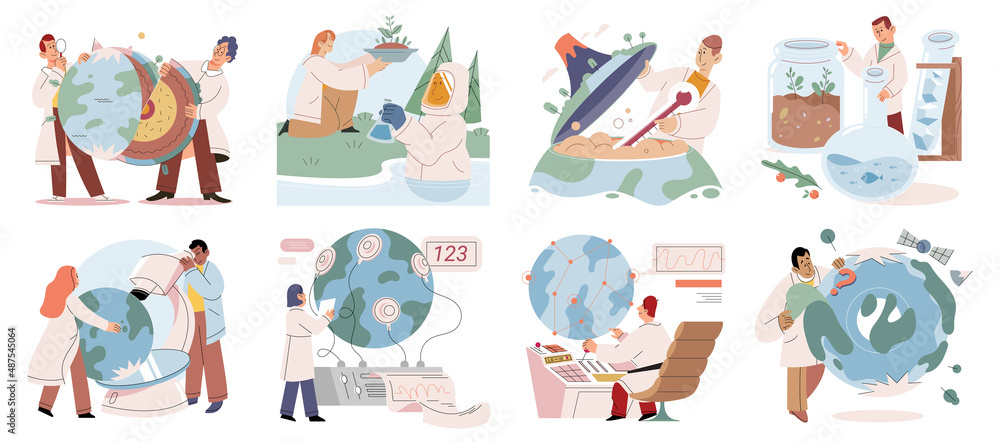 Ecologists scientists conduct research, take care of Earth and nature ...