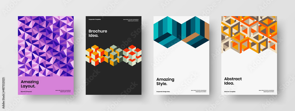 Multicolored geometric shapes booklet concept set. Minimalistic catalog ...