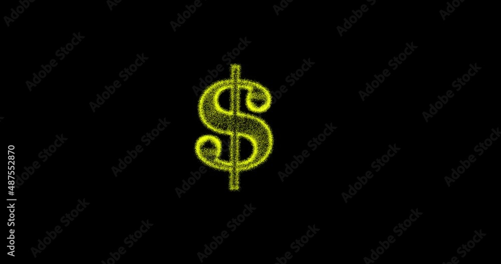 metaverse, meta movement of 3D dollar sign made of particles on black ...