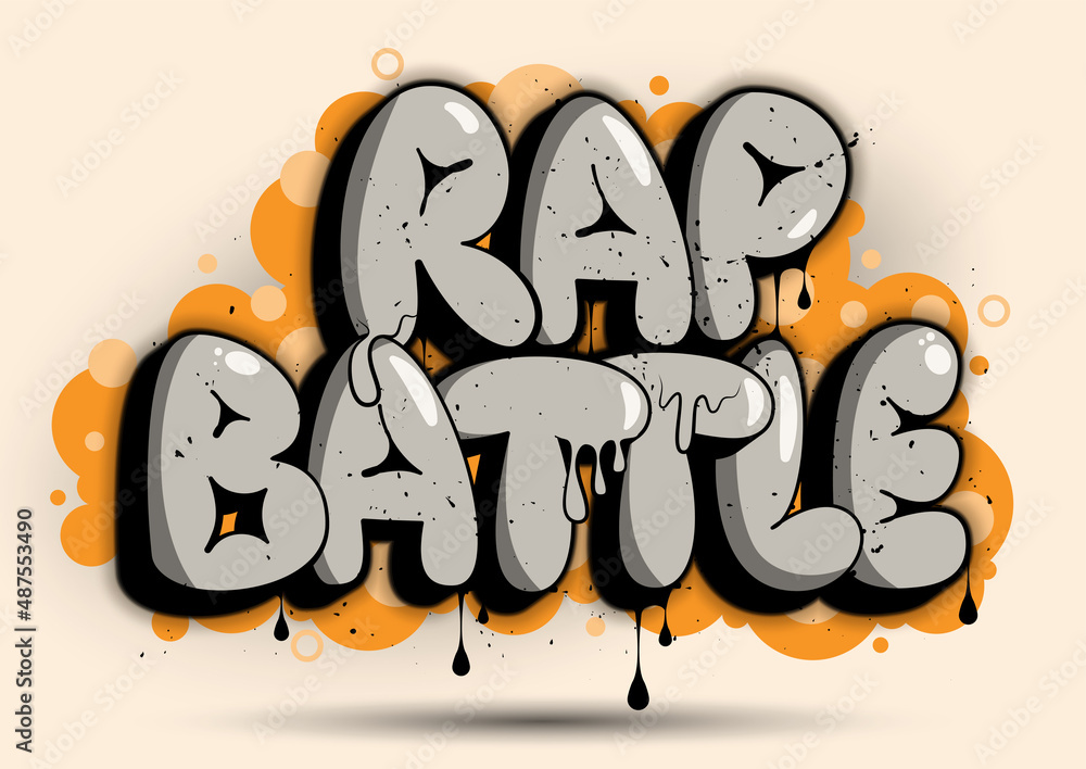 Rap battle vector illustration. Rap battle words in bubble graffiti ...