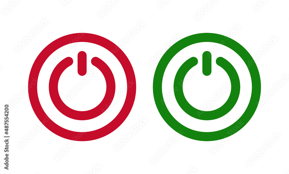 On and Off Toggle Buttons, vector Illustration. Color red and green ...