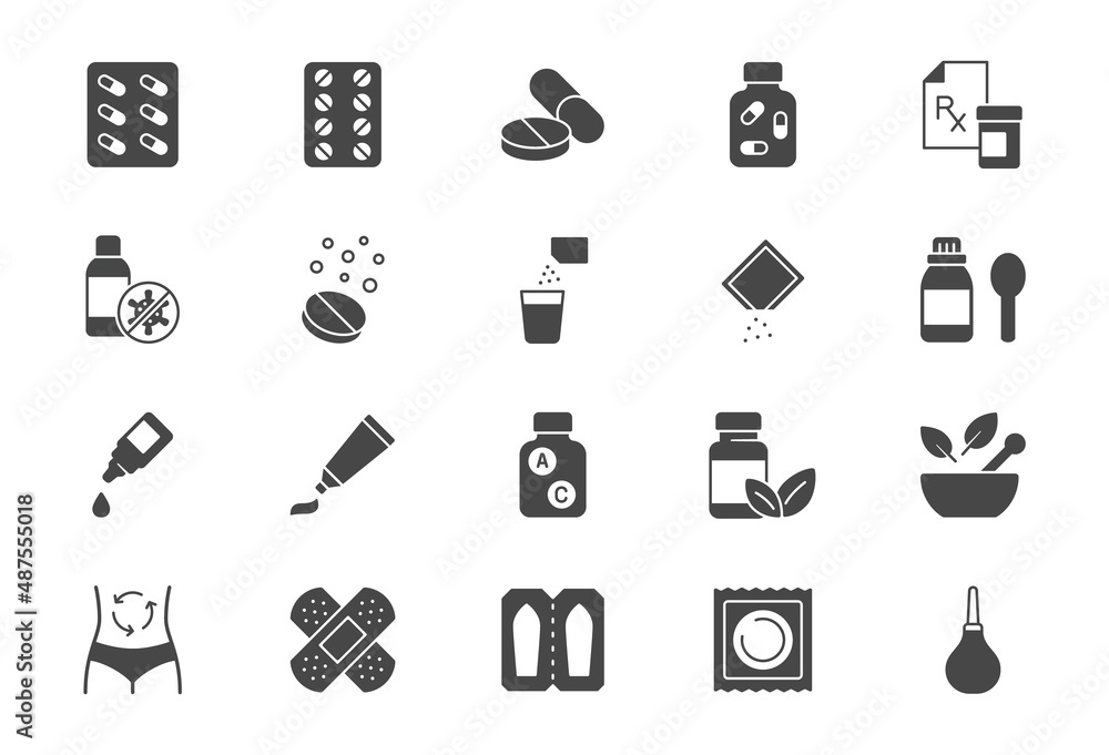 Pharmacy flat icons. Vector illustration include icon - rx ...