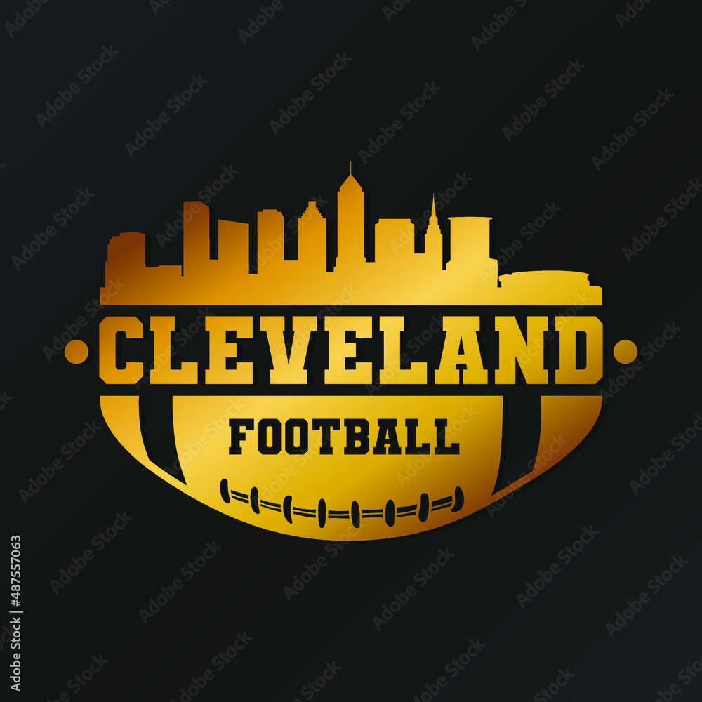 Cleveland American Football Gold Skyline City Silhouette Vector. Golden ...