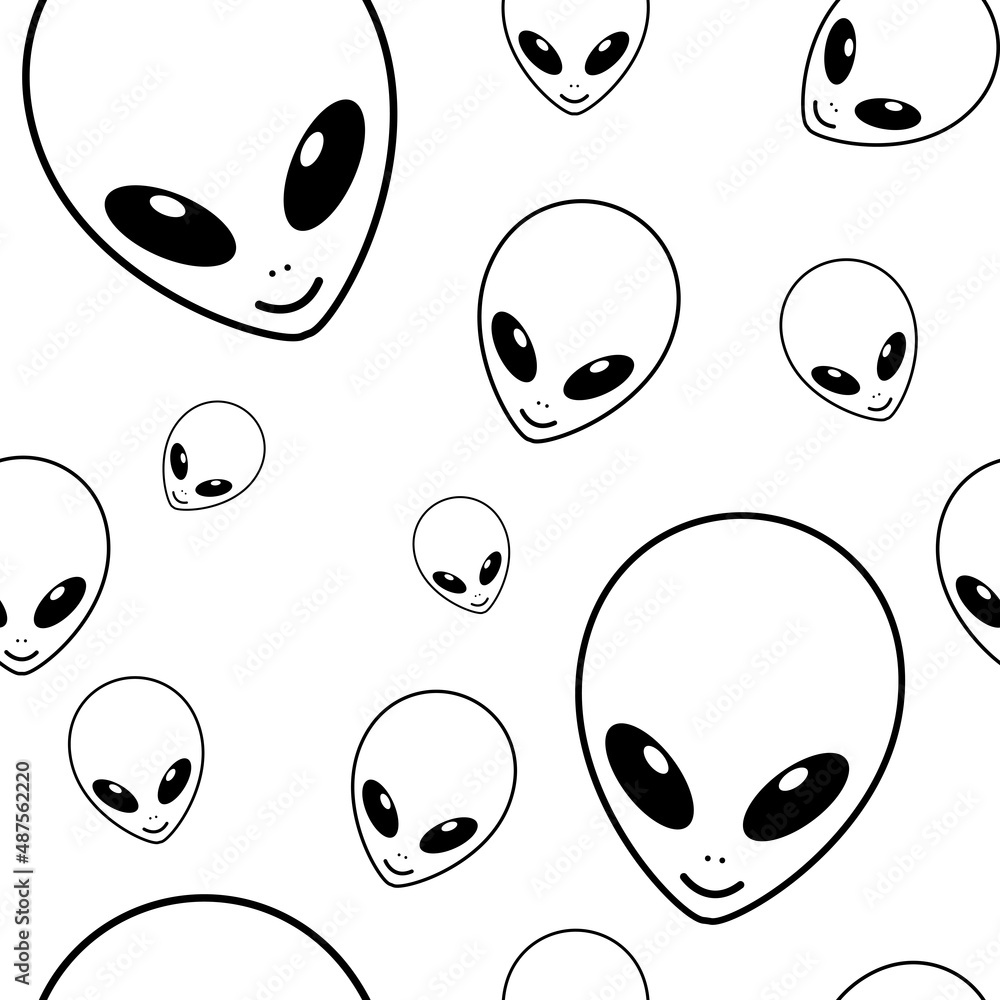 Pattern with alien faces. Vector illustration Stock Vector | Adobe Stock