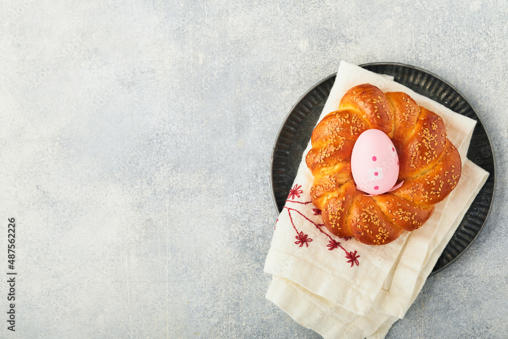 Spanish Easter cake. Traditional mona de pascua typical in Spain with ...