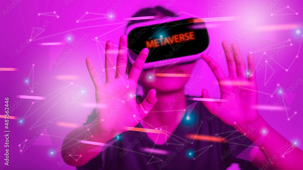 Metaverse, VR glasses, GameFi, defi, Blockchain Technology Concept ...