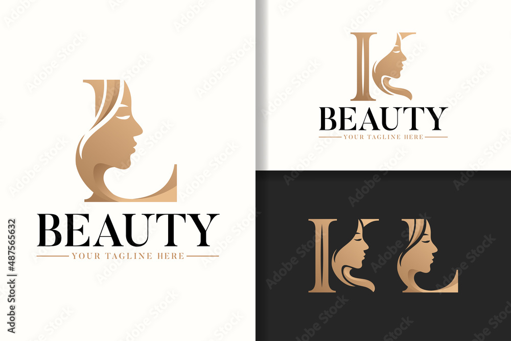 Feminine monogram logo letter K and L with woman silhouette Stock ...