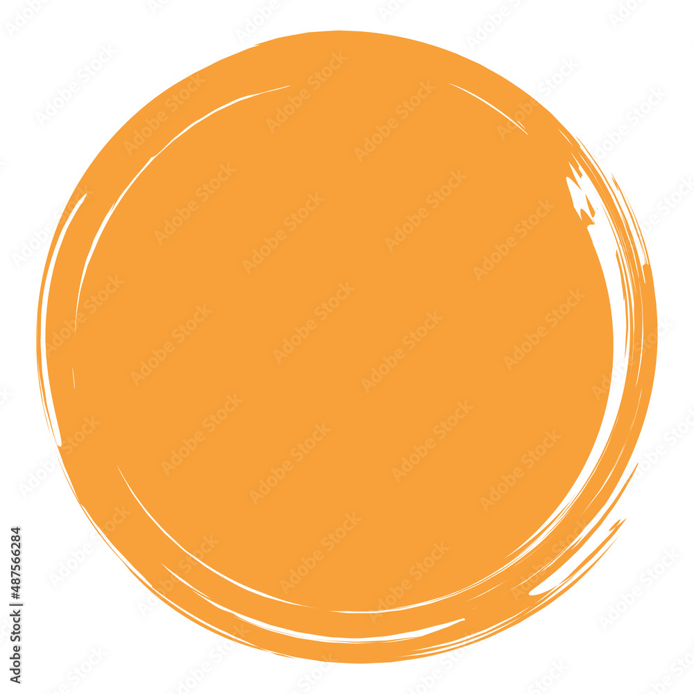 Circle brush stroke vector isolated on white background. Orange enso ...