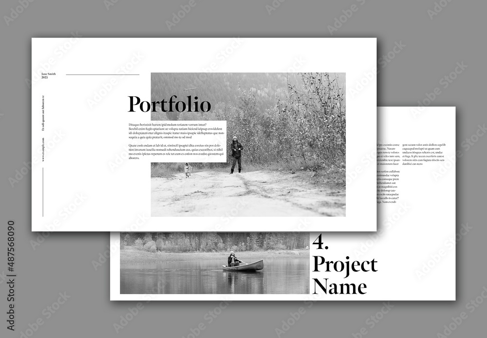 Black and White Portfolio Layout Stock Template | Adobe Stock