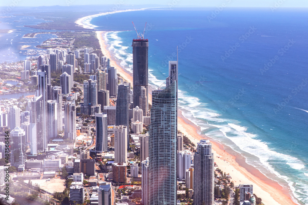 Gold Coast's famous beaches and skyline aerial Stock Photo | Adobe Stock