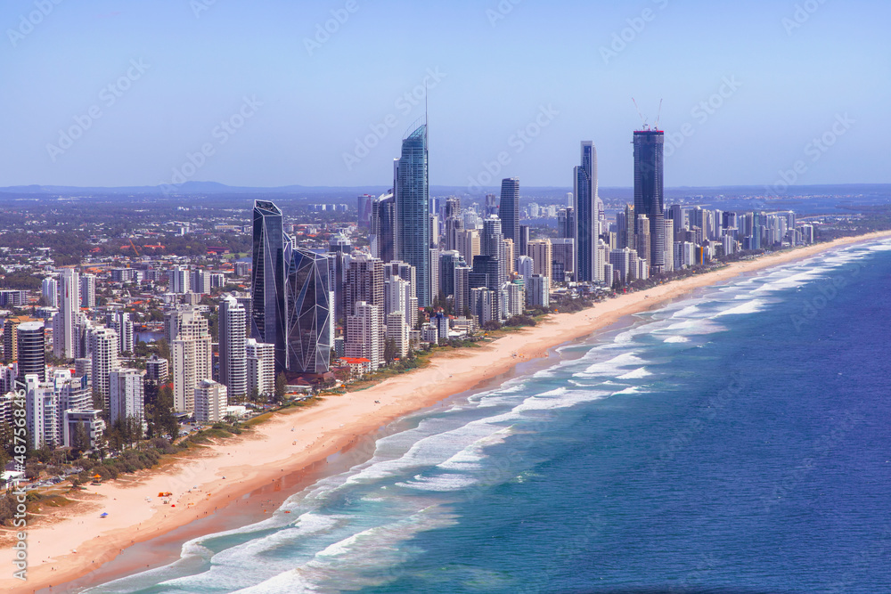 Gold Coast's famous beaches and skyline aerial Stock Photo | Adobe Stock