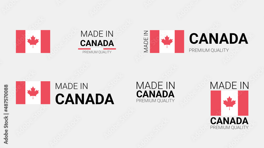 Vector set of made in Canada labels, made in the Canada logo, Canada ...