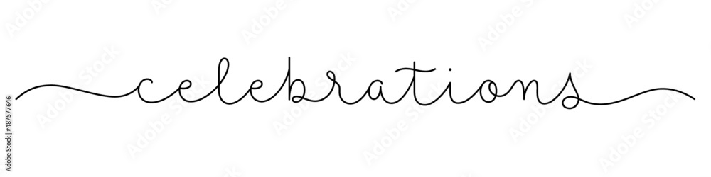 CELEBRATIONS black vector monoline calligraphy banner with swashes ...