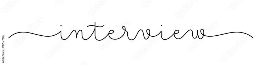 INTERVIEW black vector monoline calligraphy banner with swashes Stock ...